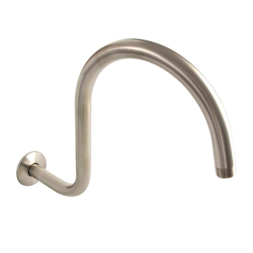 Kingston Brass 14 in. Shower Arm with Flange in Brushed Nickel HK114C8 ...
