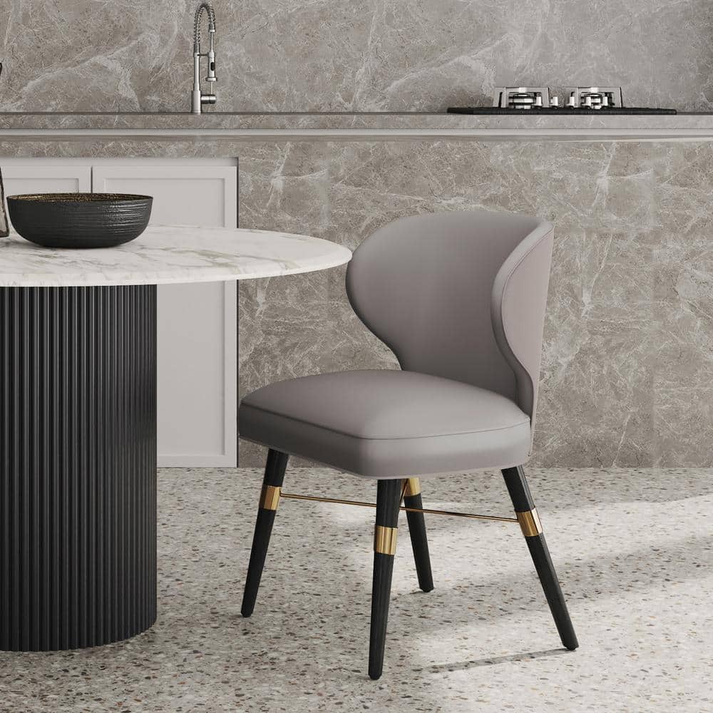 Manhattan Comfort Strine Modern Dark Taupe Velvet and Faux Leather ...