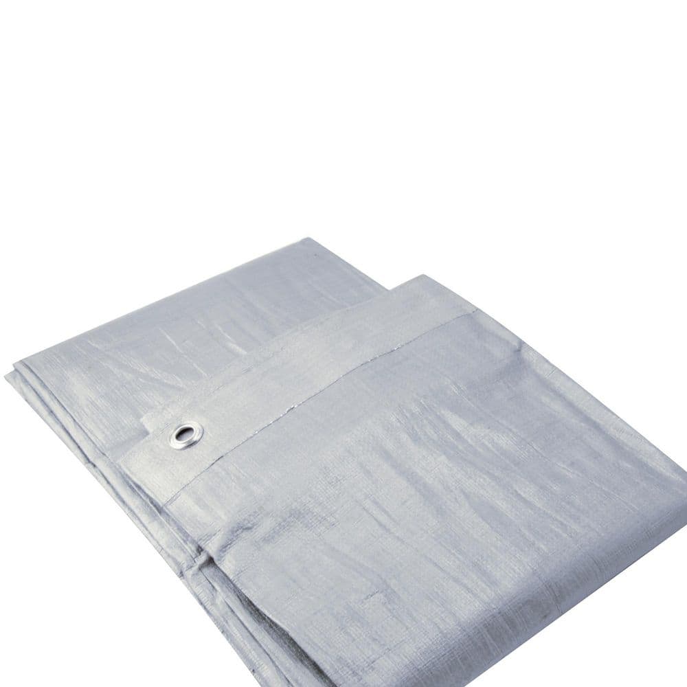 Erickson 12 ft. x 18 ft. Silver Heavy Duty Poly Tarp with Grommeted ...