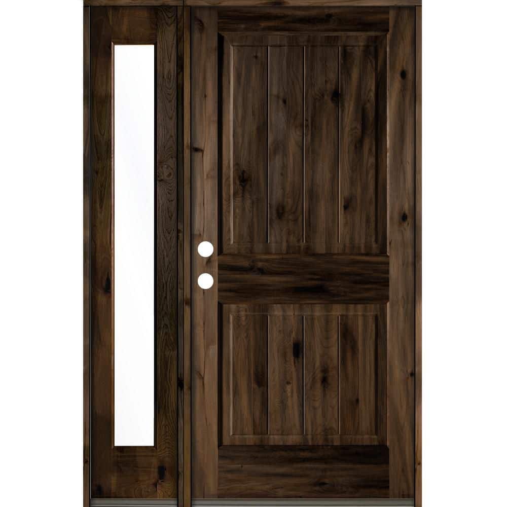 Krosswood Doors 50 in. x 80 in. Rustic Knotty Alder Sidelite 2 Panel ...