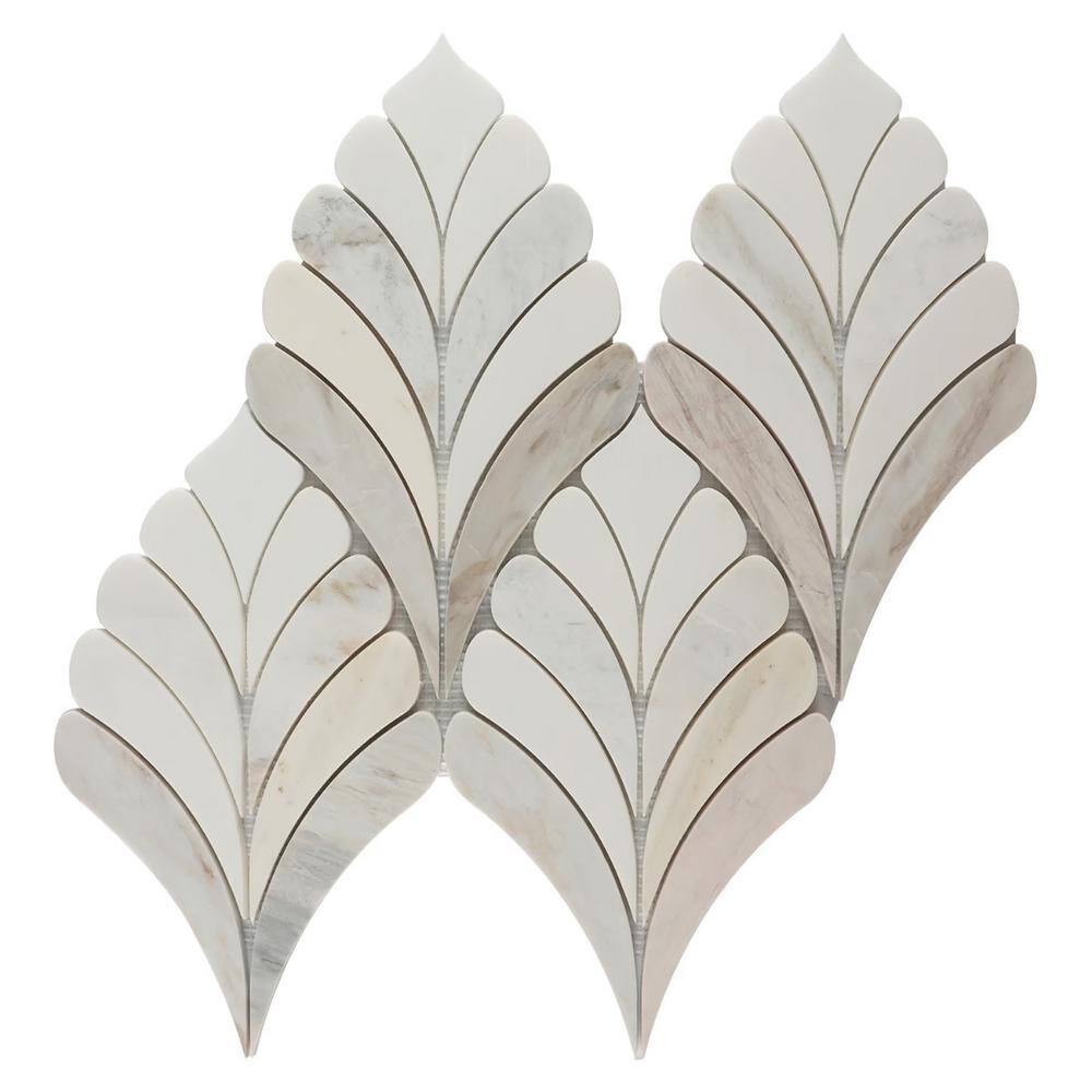 Ivy Hill Tile Bloom Bianco White Floral 4 in. x 0.39 in. Polished ...
