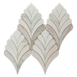 Ivy Hill Tile Bloom Verde Green Floral 4 in. x 0.39 in. Polished Marble ...