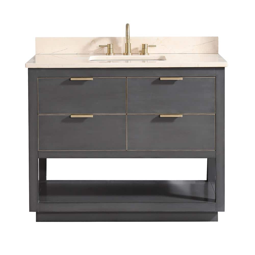 Avanity Allie 43 in. W x 22 in. D Bath Vanity in Gray with Gold Trim ...