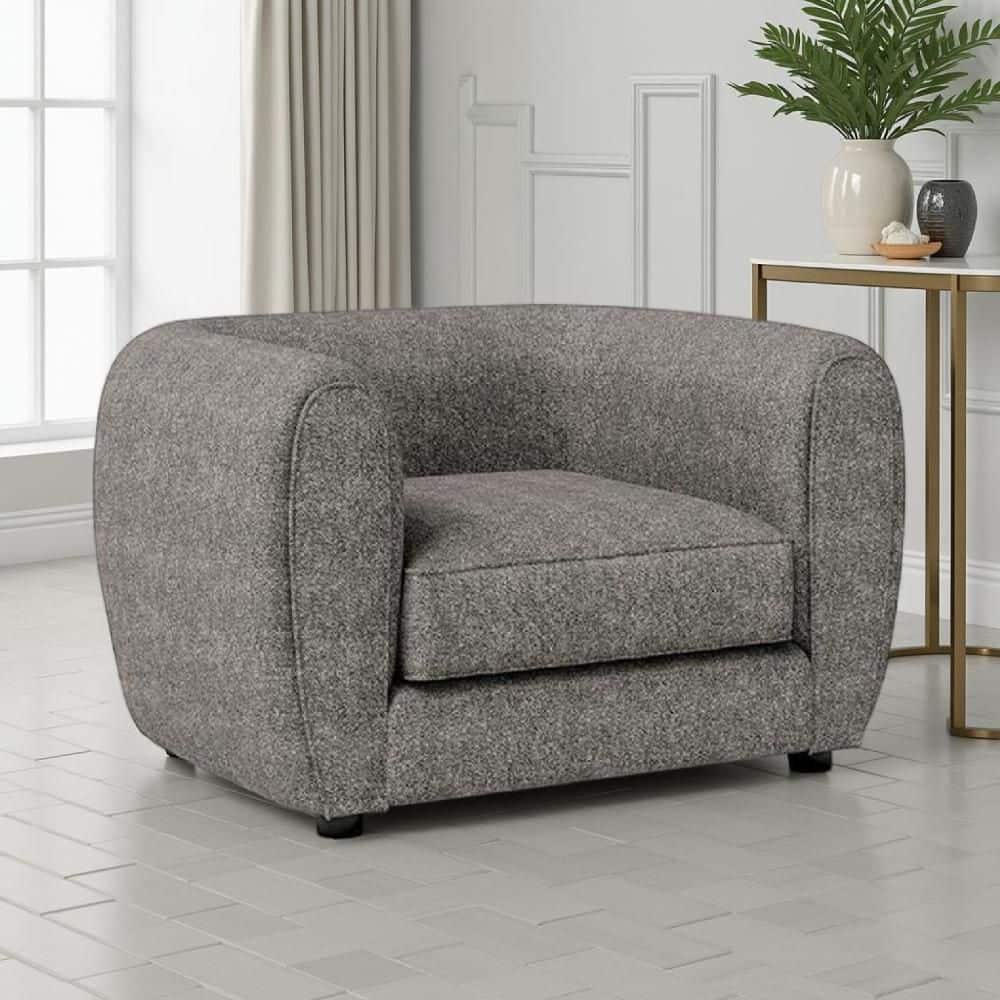 Benjara Dly Charcoal Gray and Black Boucle Sofa Arm Chair BM339222 ...