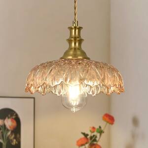LWYTJO 1-Light Amber Pendant Light with Glass Shade for Kitchen Island ...