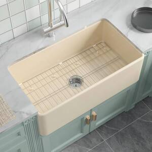 Kuomih Farmhouse Series 33 in. Apron Front Kitchen Sink Single Bowl in ...