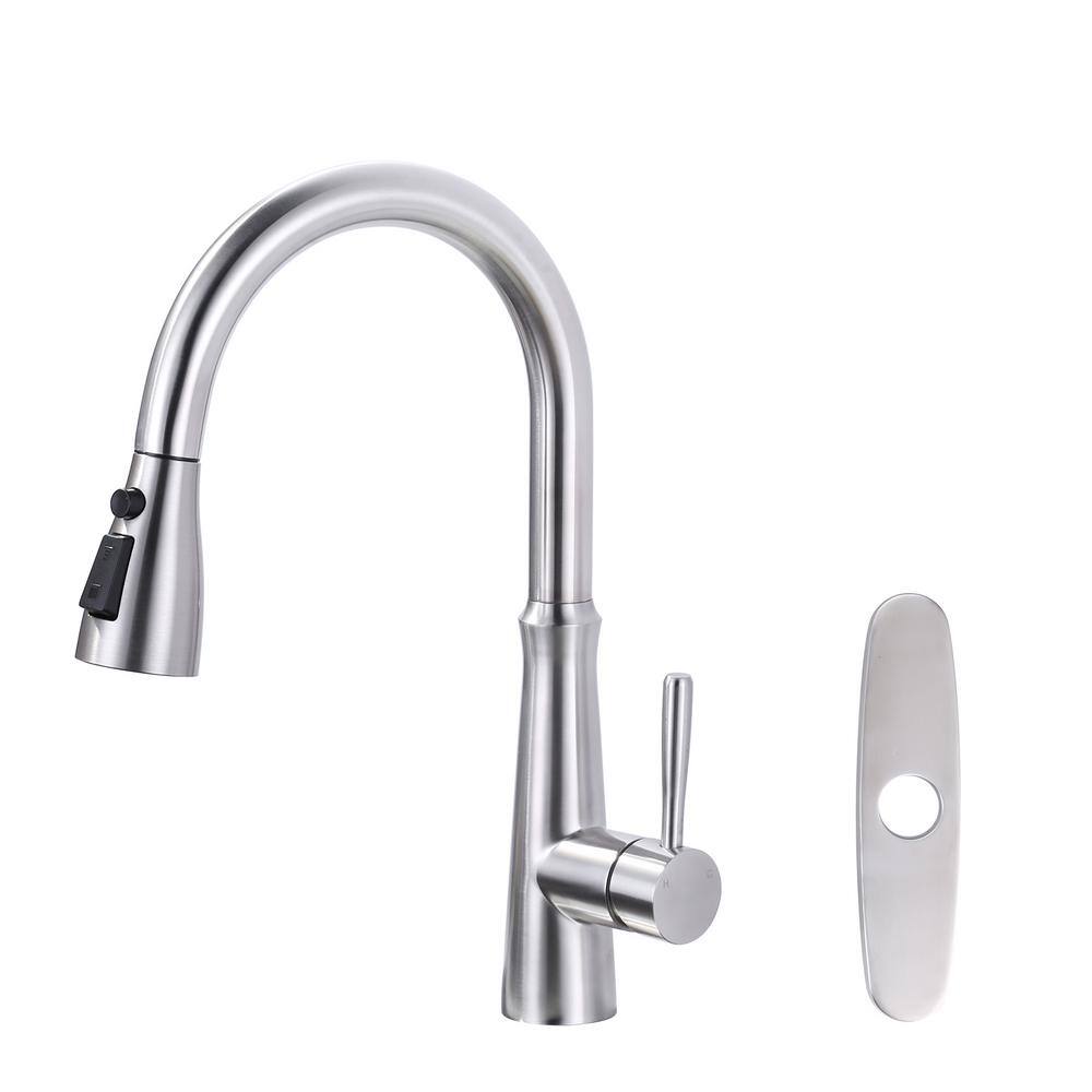 AVITAS Single Handle 15.4 in. Pull Down Sprayer Kitchen Faucet with 3 ...