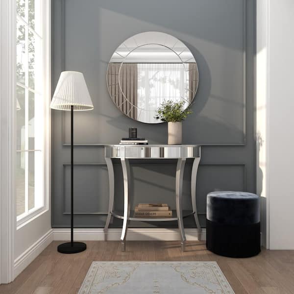 Half moon console table with mirror store