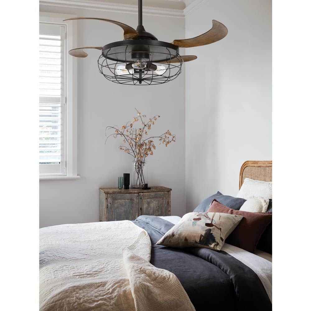 Fanaway Industri 48 in. LED Oil Rubbed Bronze and Dark Koa Ceiling Fan ...