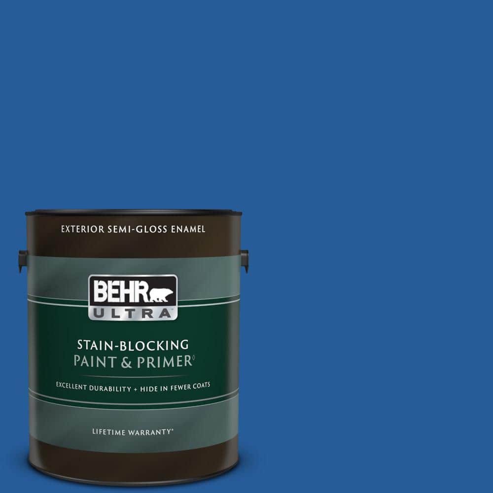 BEHR ULTRA 1 gal. #P510-7 Beacon Blue Semi-Gloss Enamel Exterior Paint ...