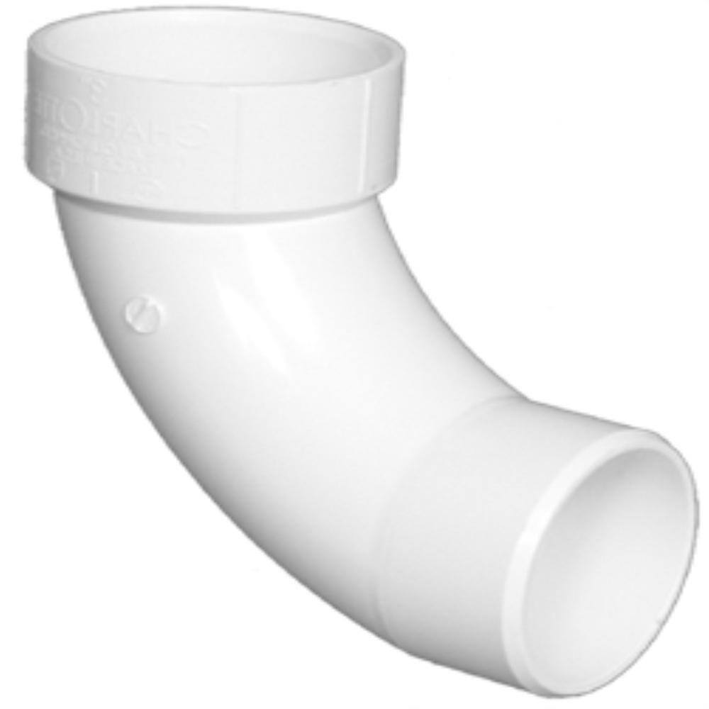 Charlotte Pipe 2 in. PVC DWV 90 degree Long Sweep 1/4 SPG x Hub Street ...