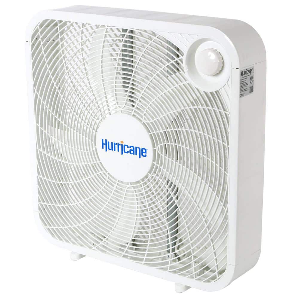 Hurricane 20 in. Floor Box Fan with 3 Efficient Speed Settings, White ...
