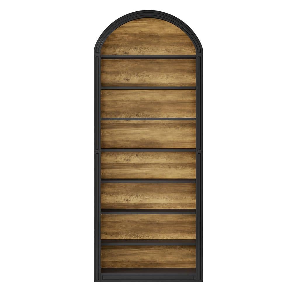 BYBLIGHT Eulas 79.53 in. Tall Brown and Black Wood 8-Shelf Etagere ...