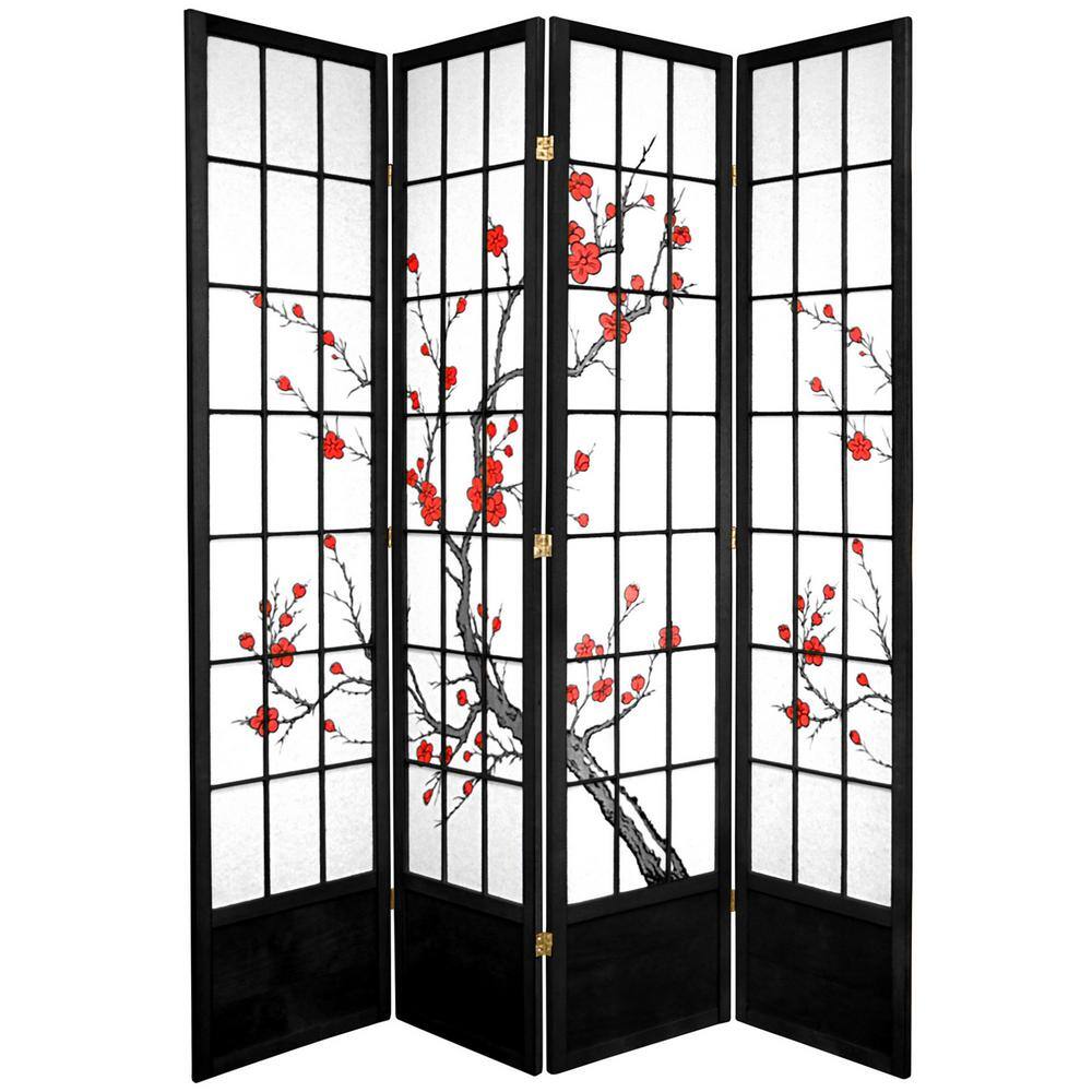 Red Lantern 7 ft. Black 4-Panel Room Divider 84CBLSS-BLK-4P - The Home ...