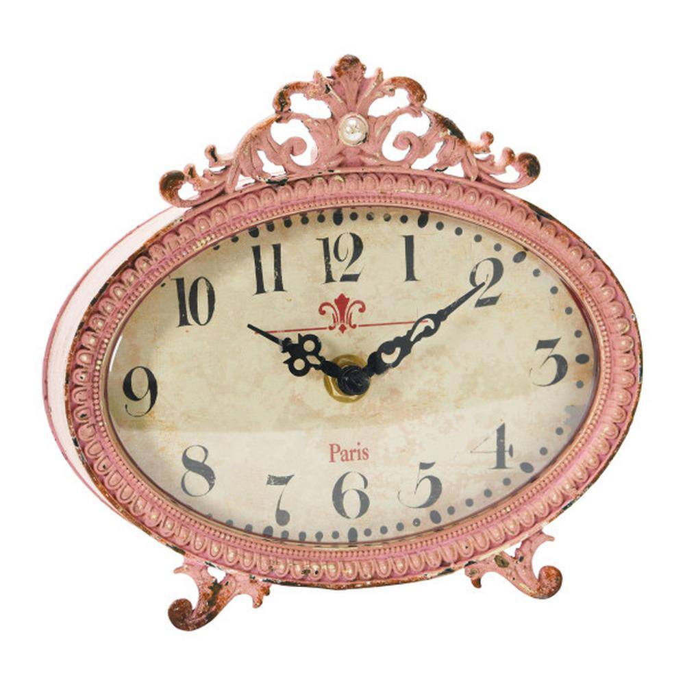 Storied Home Distressed Pewter Mantel Clock, Pink EC1280 - The Home Depot
