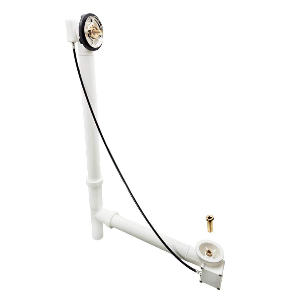 Westbrass 35 in. Cable Drive Bath Drain Assembly with Rotary Overflow ...