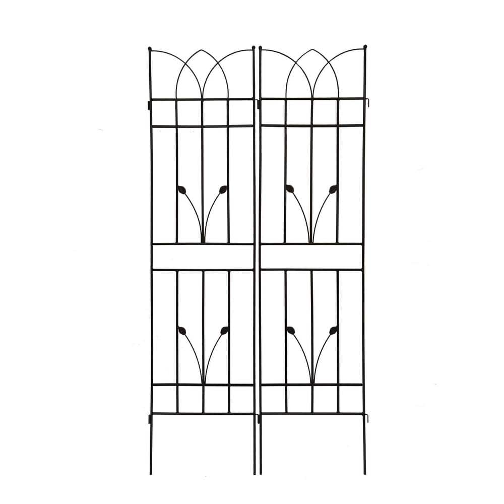 Tenleaf 36.5 in. x 71 in. in Black Metal Garden Trellis for Climbing ...