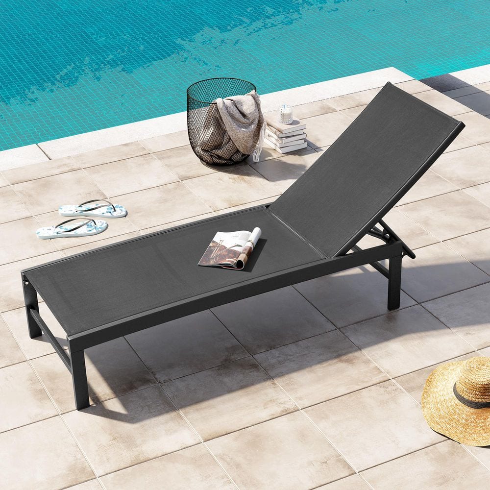 Crestlive Products 1-Piece Metal Outdoor Chaise Lounge with Adjustable ...
