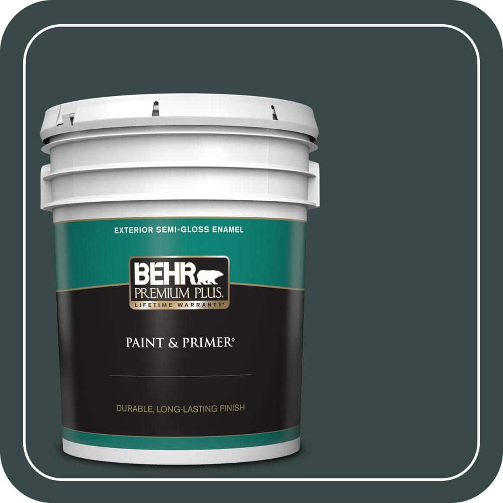 BEHR PREMIUM PLUS 5 gal. #T14-16 Arboretum Semi-Gloss Enamel Exterior ...