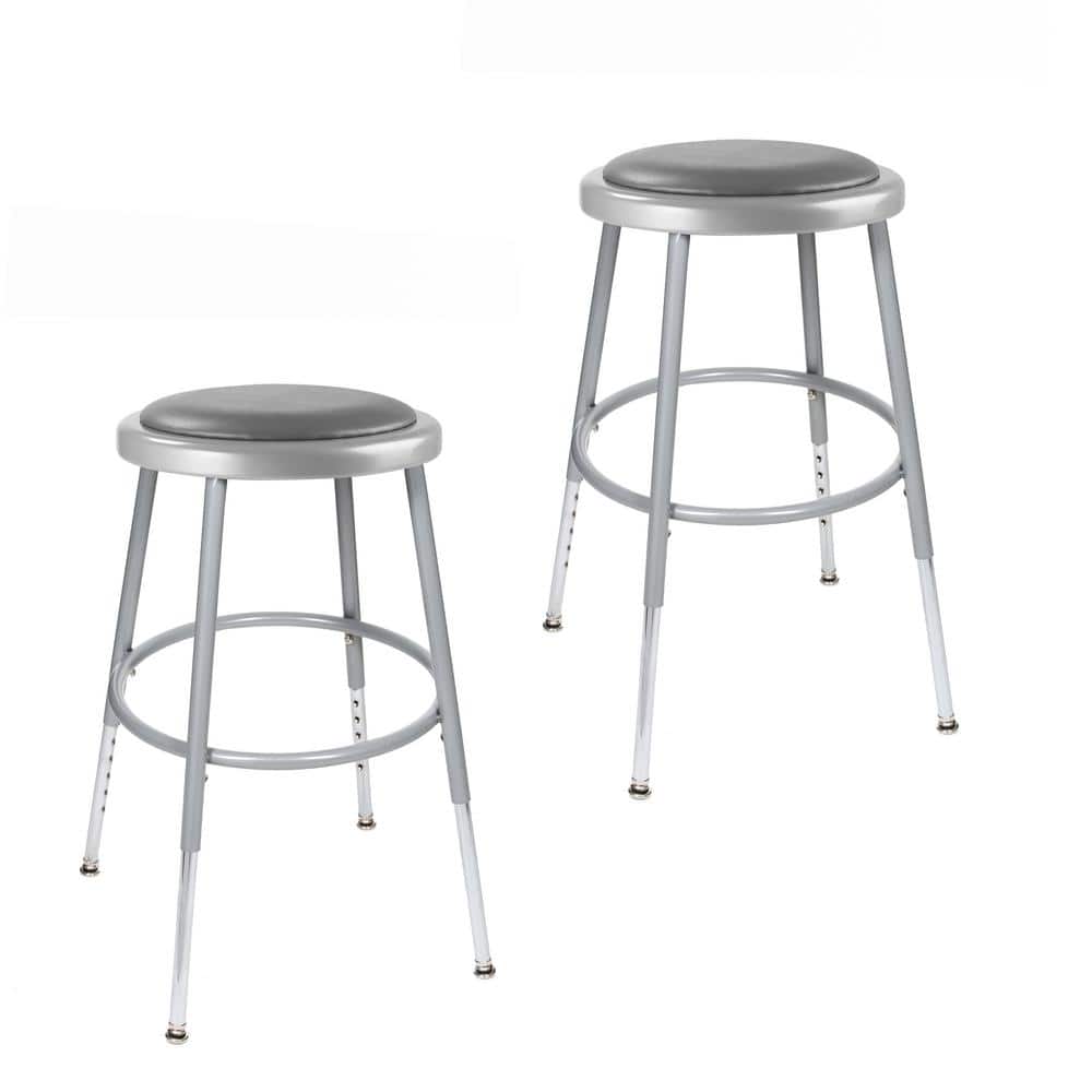 HAMPDEN FURNISHINGS Otto 27 in Height Adjustable Grey Vinyl Padded ...