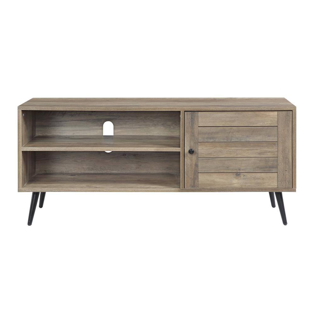 47 in. Oak Wood TV Stand Fits TV's up to 46 in. with 1-Cabinet LC ...