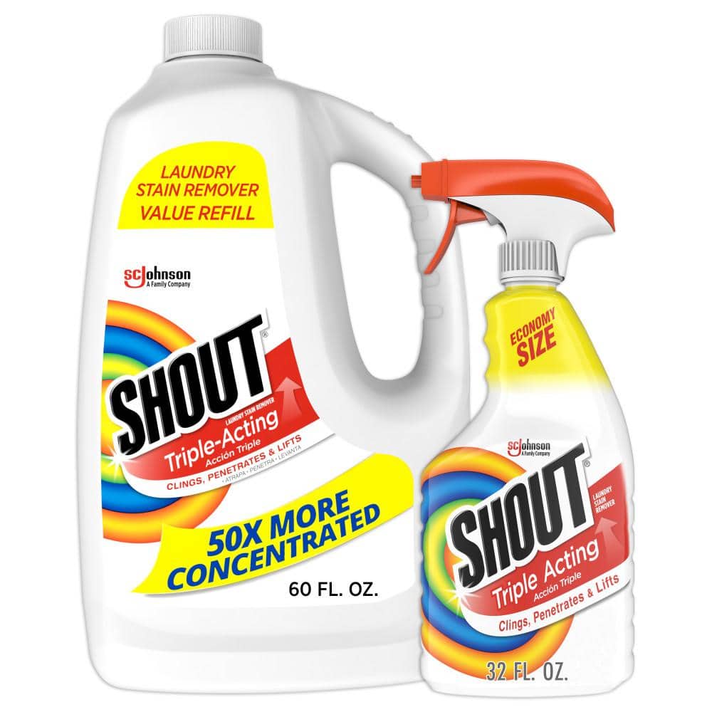 Shout 32 fl. oz. Trigger Fabric Stain Remover & 60 fl. Oz. Triple ...