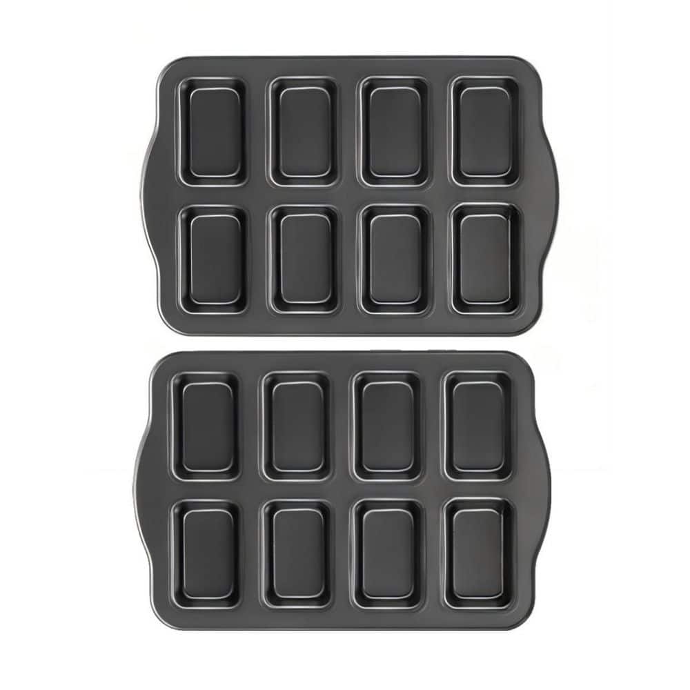 Wudkey Heavy Duty Dark Grey Mini Loaf Baking Pans 8-Cavity, Nonstick ...