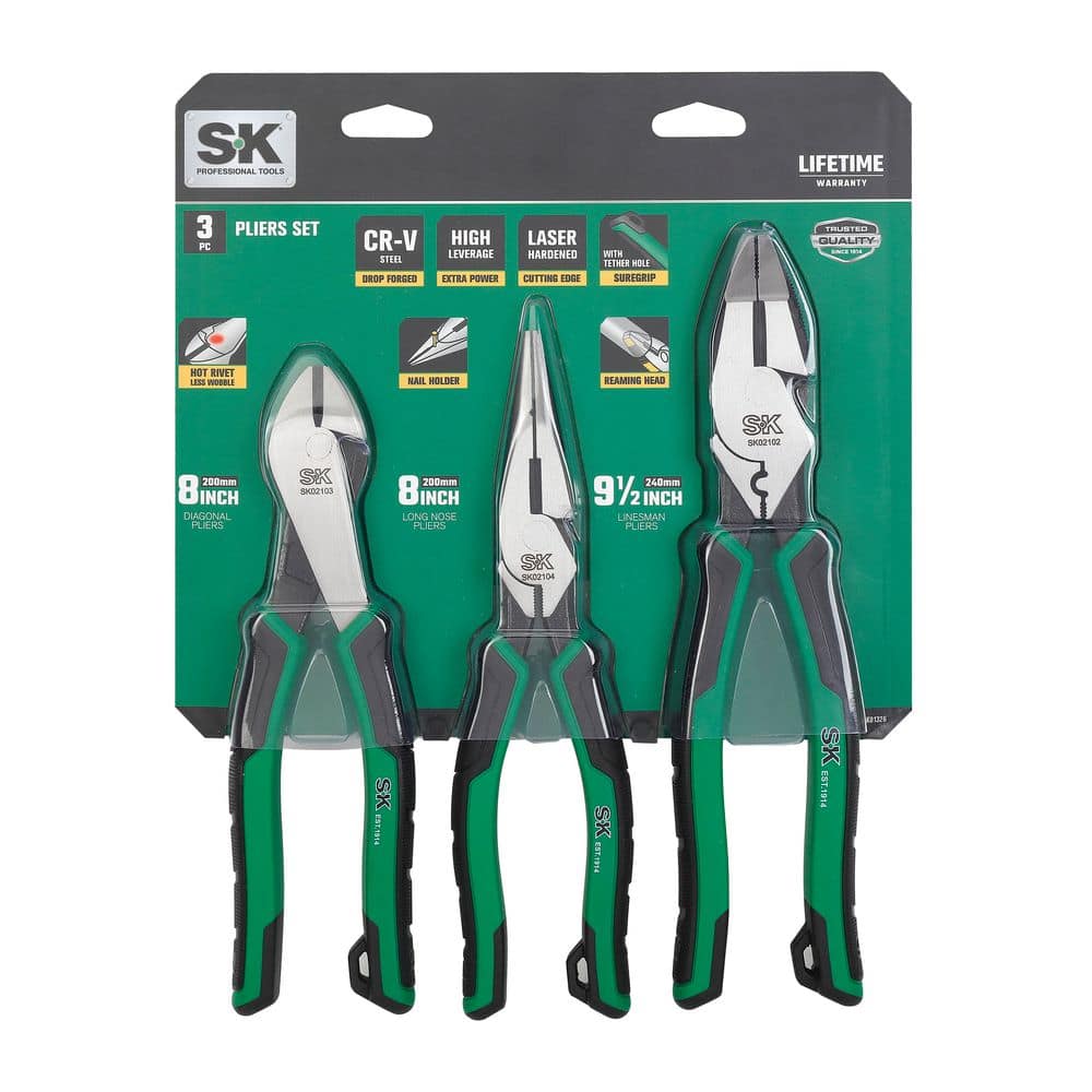 SK SK01326 Plier Set (3-Piece) SK01326 - The Home Depot
