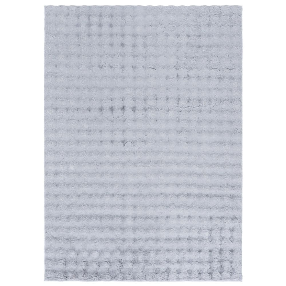 SAFAVIEH Faux Rabbit Bubble Gray 4 ft. x 6 ft. Machine Washable Solid ...