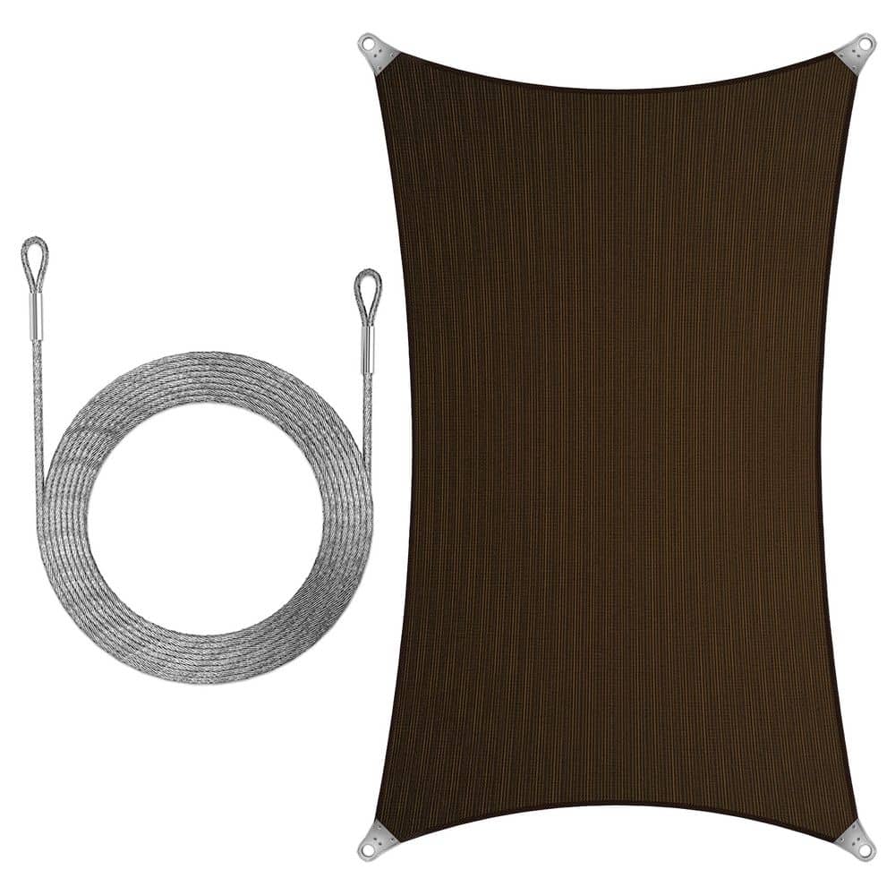 AMGO Super Ring 16 ft. x 18 ft. Sun Shade Sail with Cable-Brown AC ...
