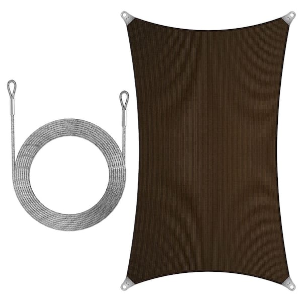 AMGO Super Ring 18 ft. x 20 ft. Sun Shade Sail with Cable-Brown AC ...
