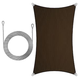 AMGO Super Ring 16 ft. x 24 ft. Sun Shade Sail with Cable-Brown AC ...
