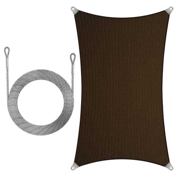 AMGO Super Ring 16 ft. x 16 ft. Sun Shade Sail with Cable-Brown AC ...