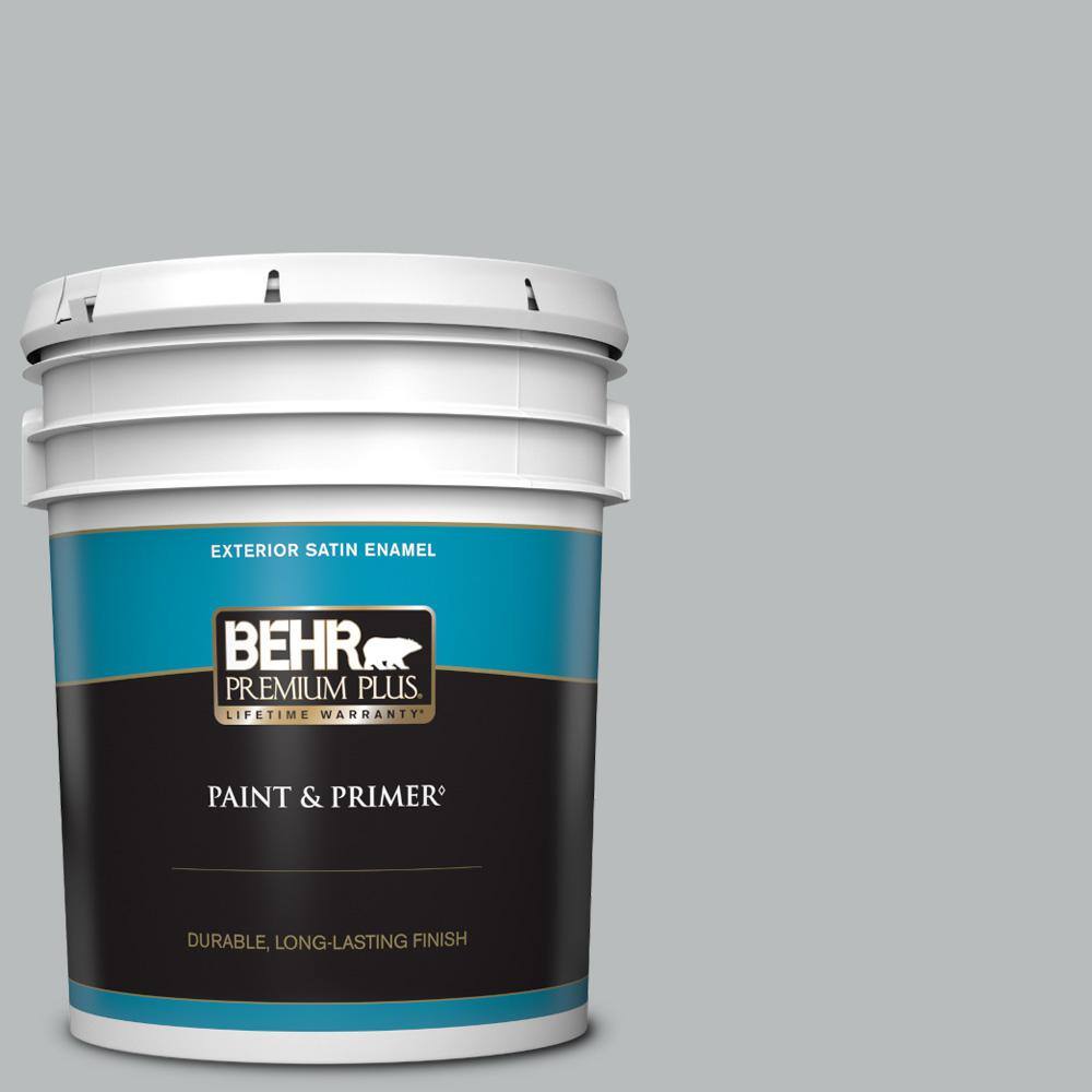 BEHR PREMIUM PLUS 5 gal. #PPU18-05 French Silver Satin Enamel Exterior ...