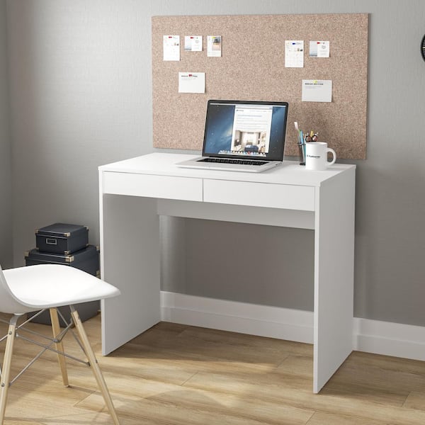 Tijuca 35.5 in. Rectangular White 2 Drawer Writing Desk