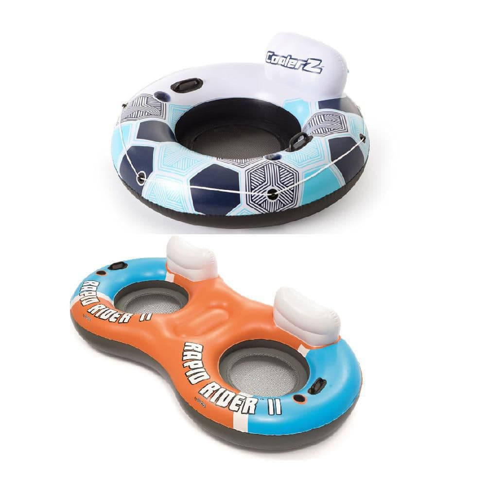 Bestway CoolerZ Blue/Gray PVC Rapid Rider Pool Float, and 2 Person Raft ...