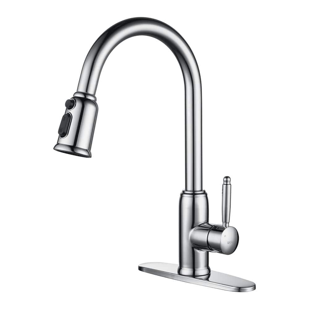 ALEASHA Single-Handle Pull Down Sprayer Kitchen Faucet in Chrome AL ...