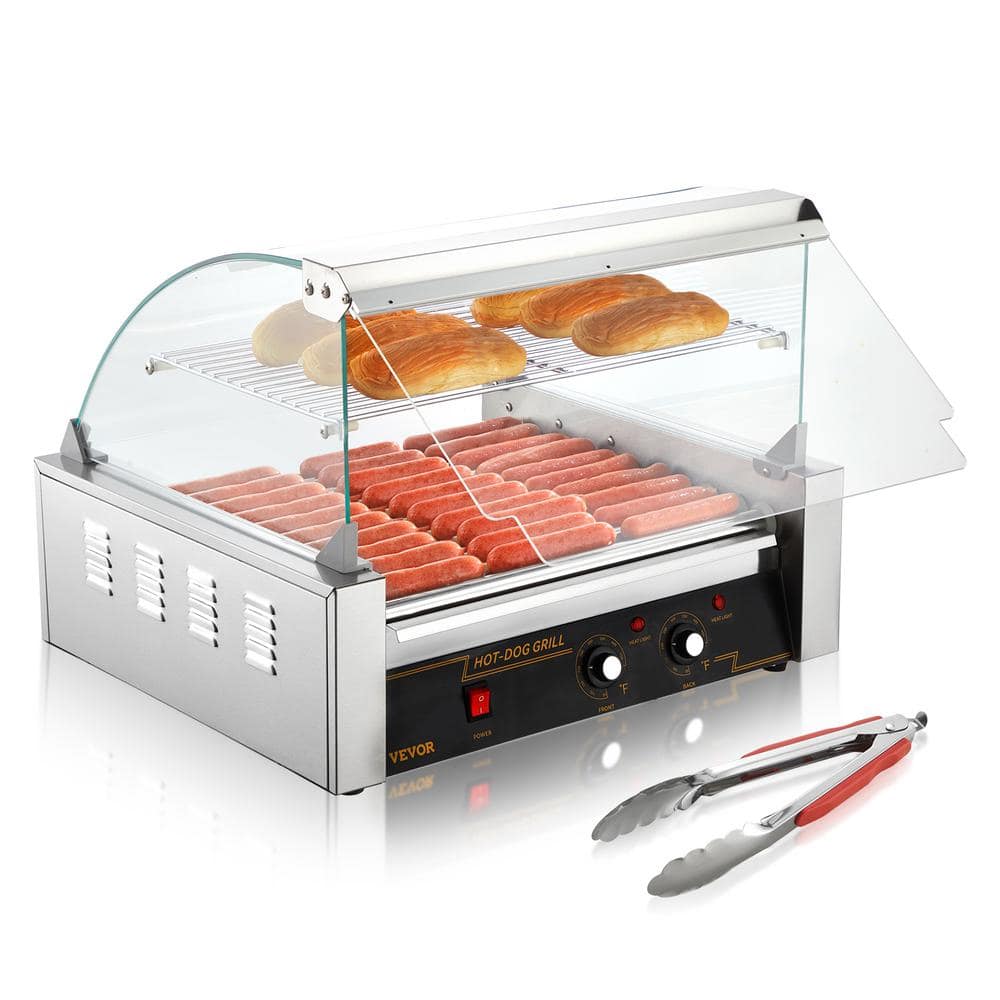 VEVOR Hot Dog Roller 11 Rollers 30 Hot Dogs Capacity Stainless Sausage ...