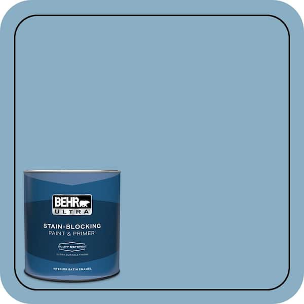 BEHR ULTRA 1 qt. #S500-4 Chilly Blue Extra Durable Satin Enamel ...