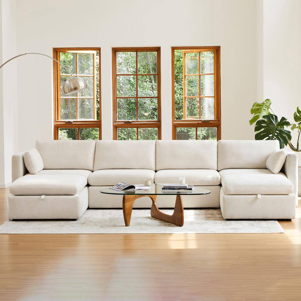 Spruce & Spring Rhea Straight Arm 6-Piece Fabric Modular Sectional in ...