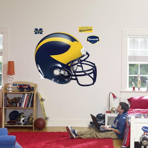 Fathead 53 in. W x 50 in. H Michigan Wolverines Helmet Wall Decal FH41 ...