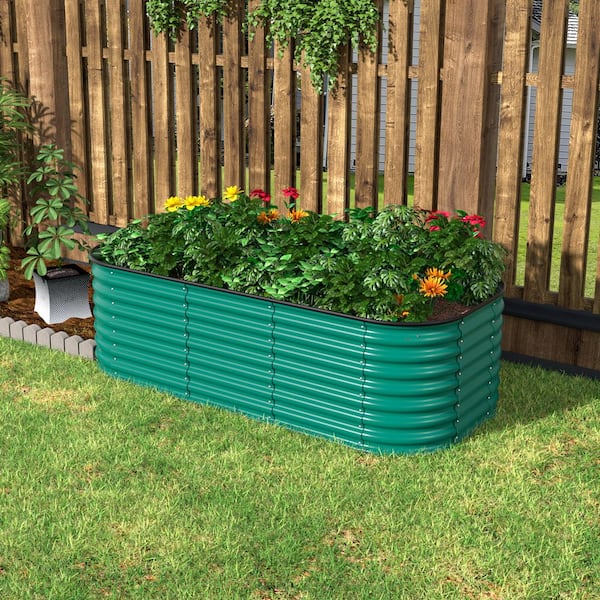 VEIKOUS 6 ft. x 3 ft. x 2 ft. Galvanized Steel Raised Garden Bed ...
