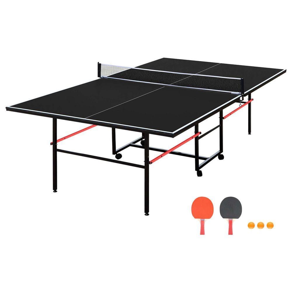Black 9-Foot Medium-Sized Table Tennis Table, Foldable, Includes Net, 2 ...