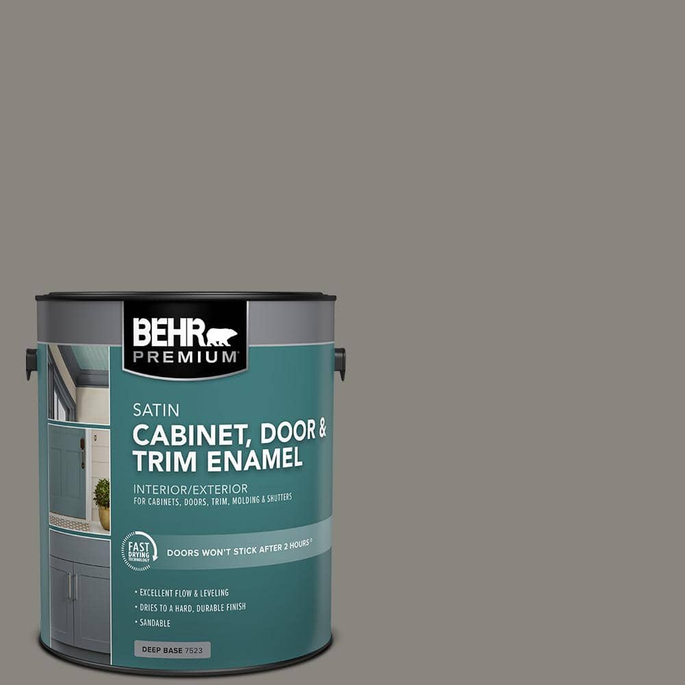 BEHR PREMIUM 1 gal. #SC-137 Drift Gray Satin Enamel Interior/Exterior ...