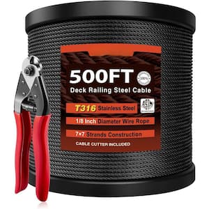 Angel Sar 500 ft. 1/8 in. T316 Stainless Steel Rebar Cable, 1850 lb ...