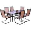 Hanover Monaco 7-Piece Aluminum Outdoor Dining Set with Rectangular ...