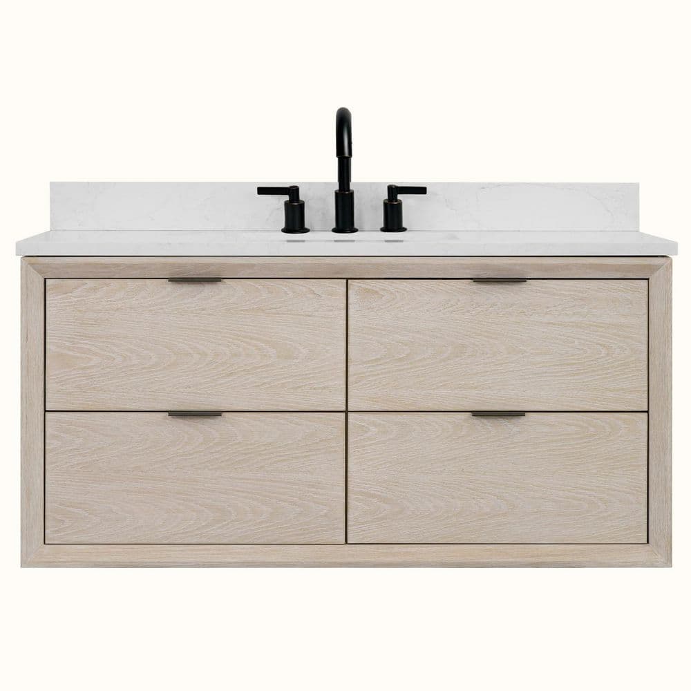 Legion Furniture Solid Wood Contemporary 48 in. Wall Mount Whitewashed ...