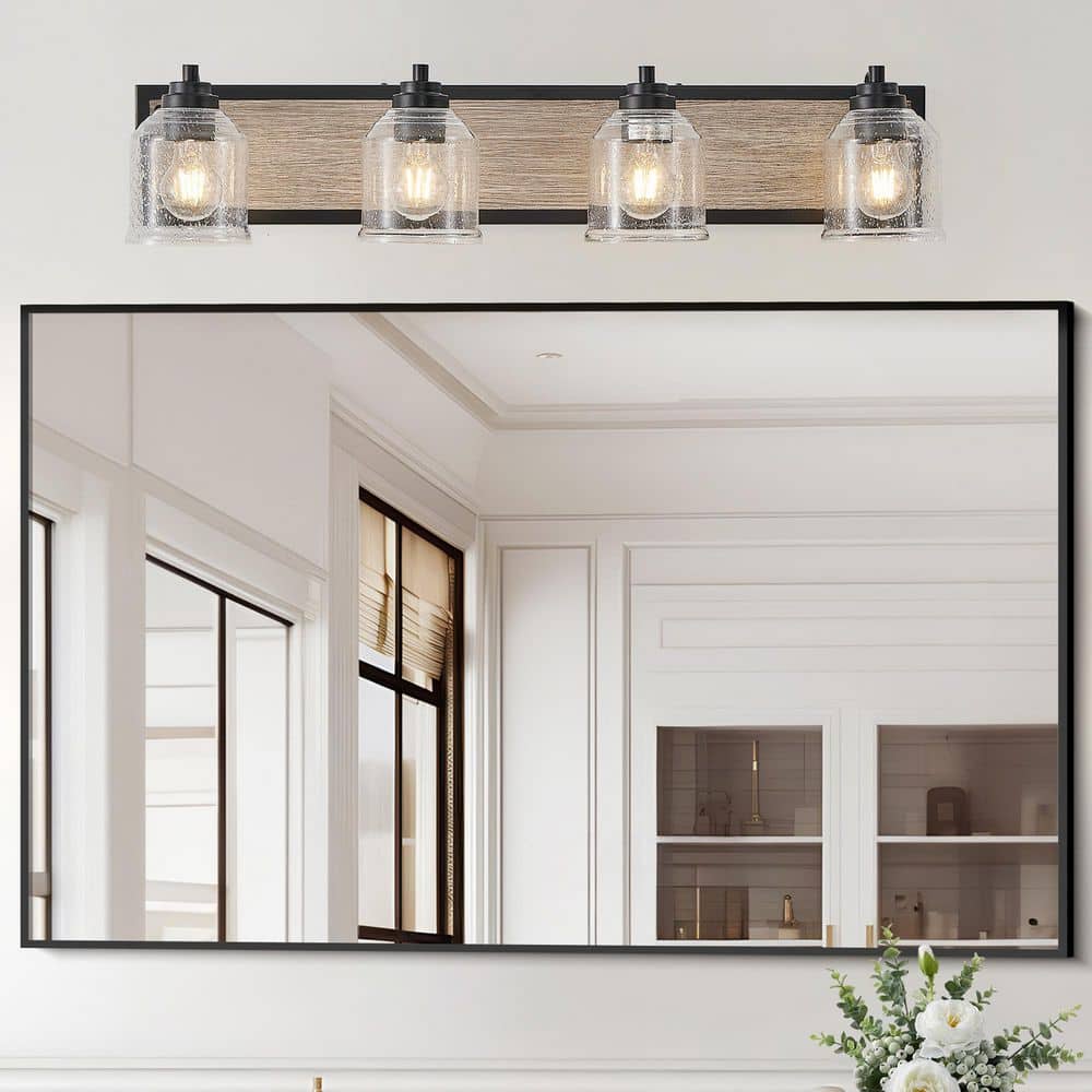 Gloweer 31.5 in. 4-Light Farmhouse Vanity Light Fixture Wall Sconce ...