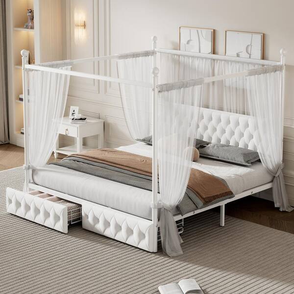 Canopy bed with tufted headboard store