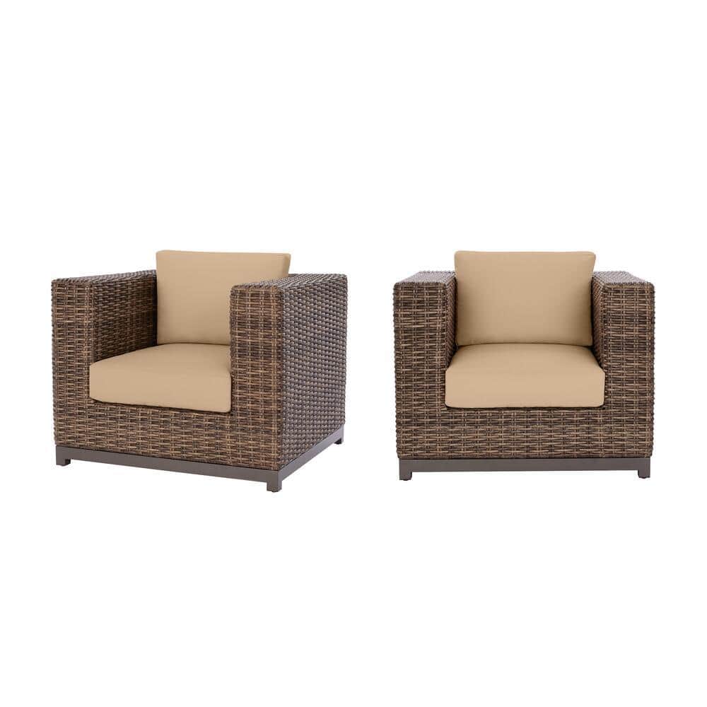 Hampton Bay Fernlake Brown Wicker Outdoor Patio Stationary Lounge Chair ...